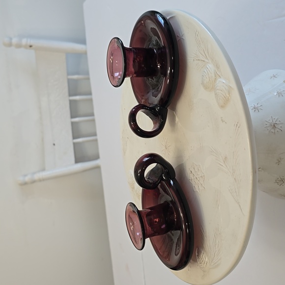 Accents | Vintage Set Of 2 Chamberstick Candle Holder Amethyst Studio ...